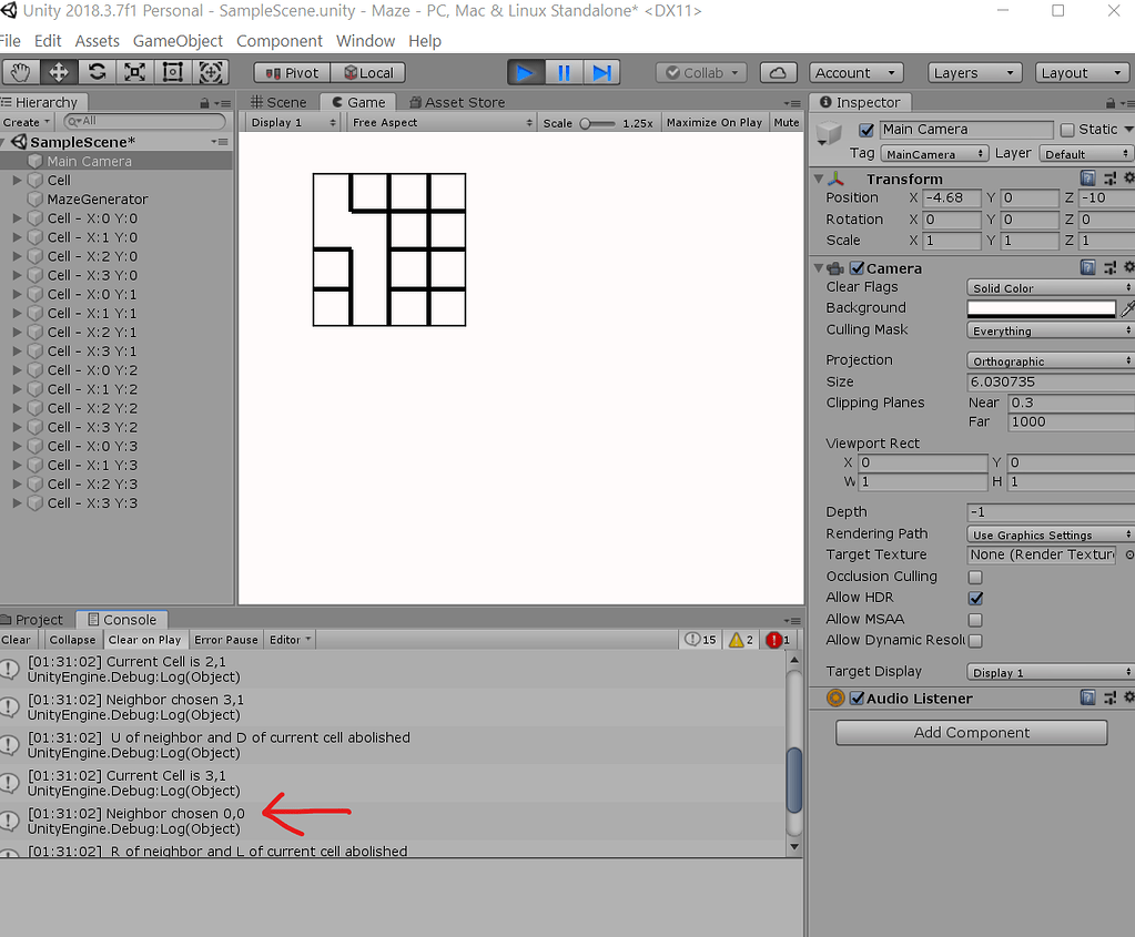 Maze Generator Using Dfs Algorithm Not Working Unity Engine Unity