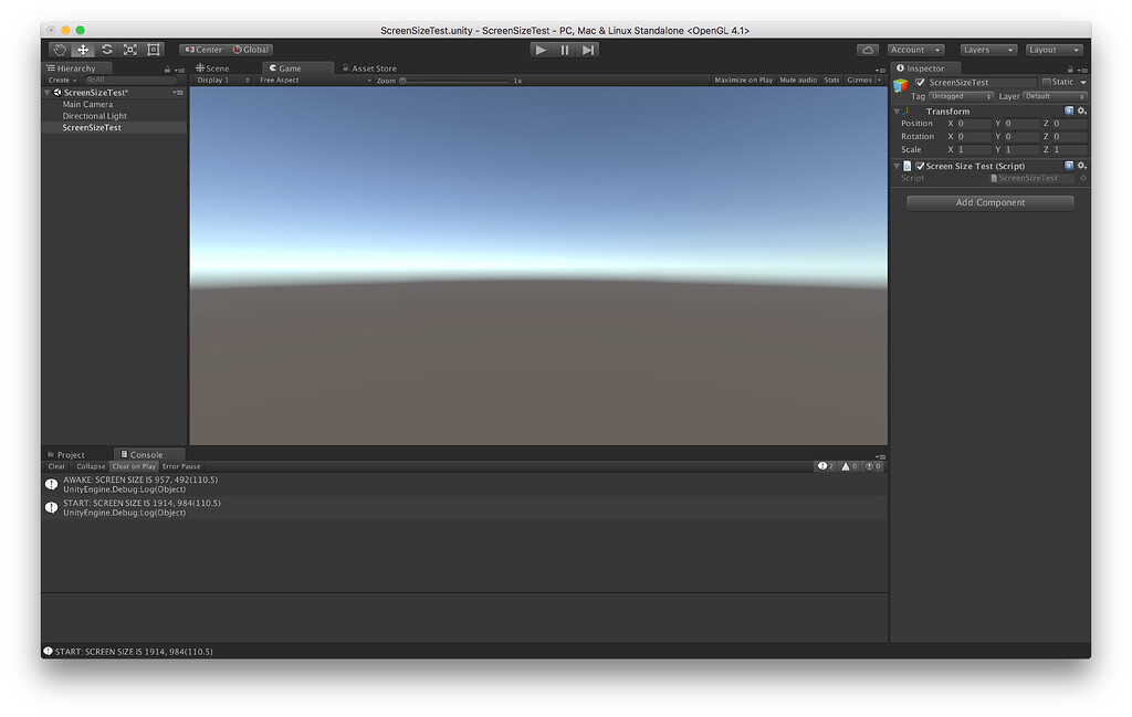 Screen.width/height have different values in Awake and Start on Retina Mac screens - Unity ...