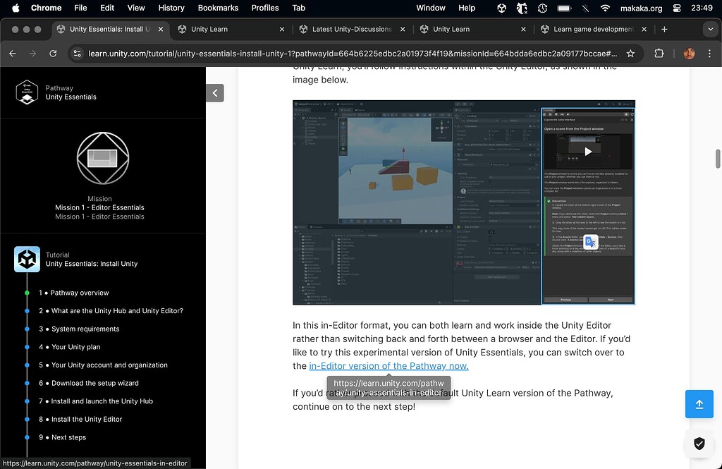 Unity Essentials > Mission 1 > in-Editor version of the Pathway --> doesn't work! - Web ...