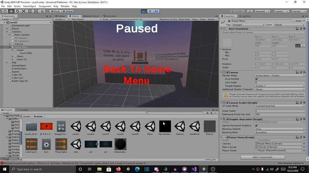 Pause Menu Buttons Not Working (And mouse locking for no reason) - Unity Engine - Unity Discussions