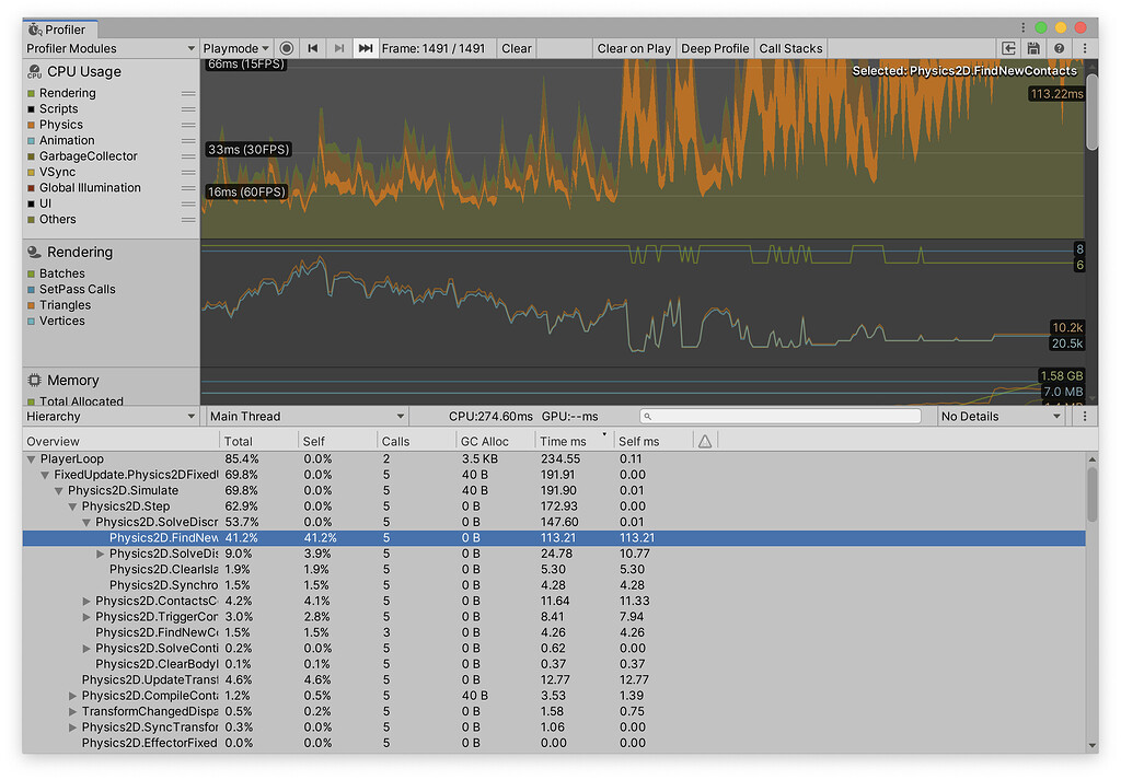 Need an efficient way of handling a projectile passing through a large number of objects - Unity ...