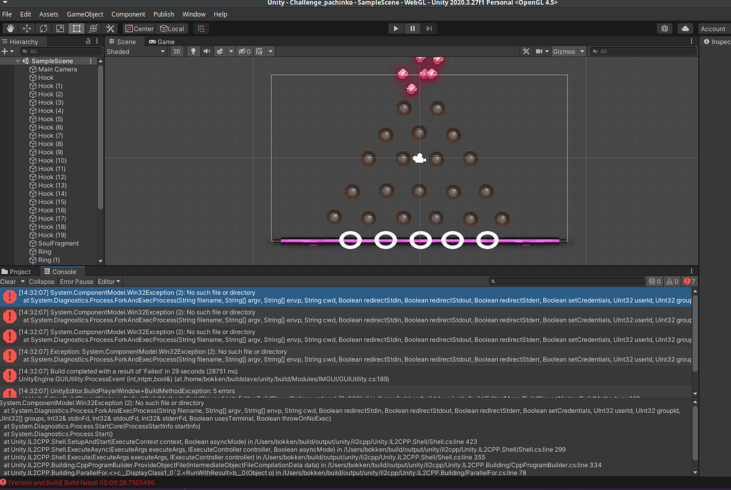 [Build Failed] System.ComponentModel.Win32Exception (2): No such file or directory - Unity ...