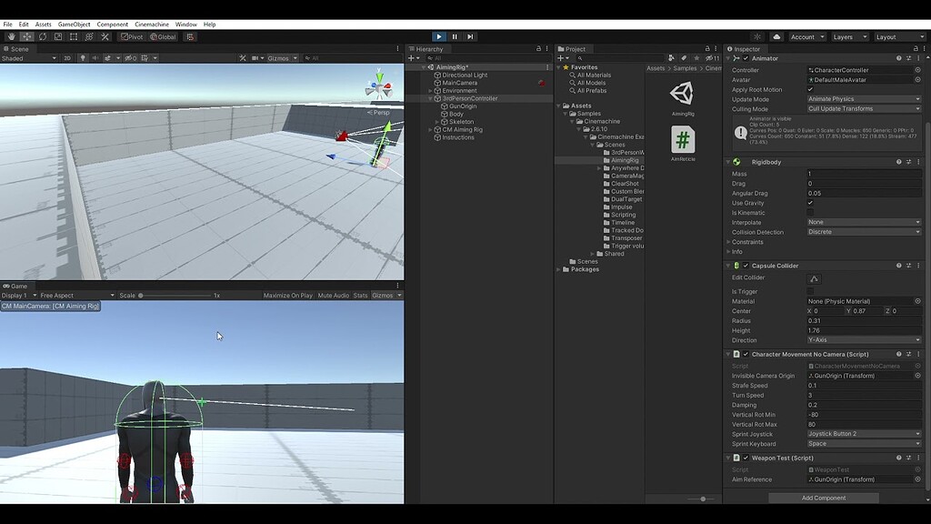 Cinemachine 3rd Person Aim Extension - Crosshair Not Correct? - Unity ...