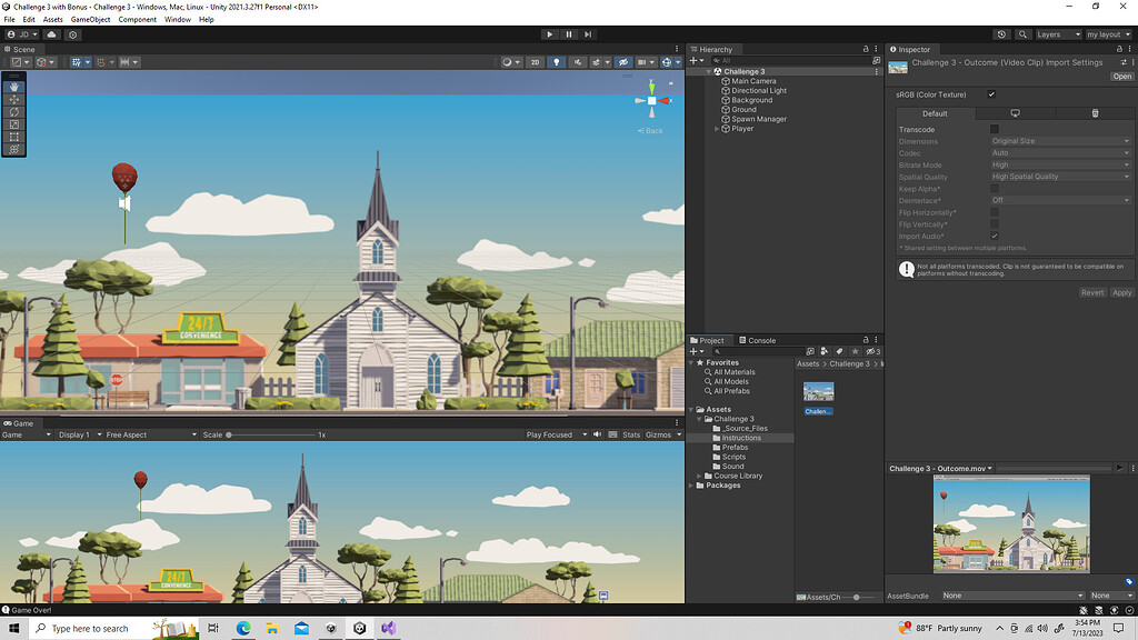 Help with challenge 3 Step 7- loop the background seamlessly - Learn Content - Unity Discussions