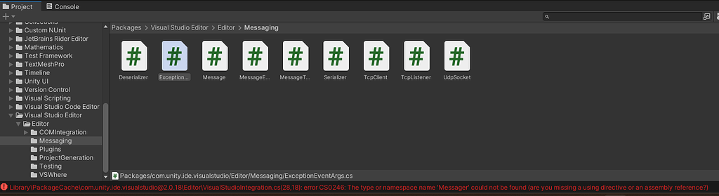 Issue with visual studio package - Unity Engine - Unity Discussions