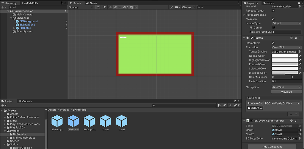 I Want To Add The Bd Drop Zone Object In The Hierarchy To The Inspector Script Prefab Unity