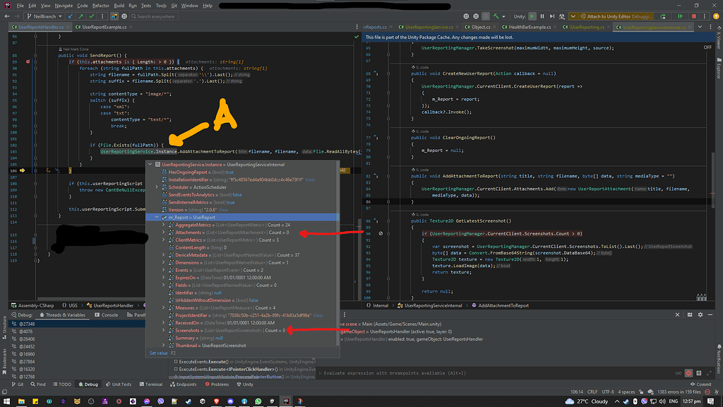Data discrepancy between UserReportingService.Instance.m_Report and ...