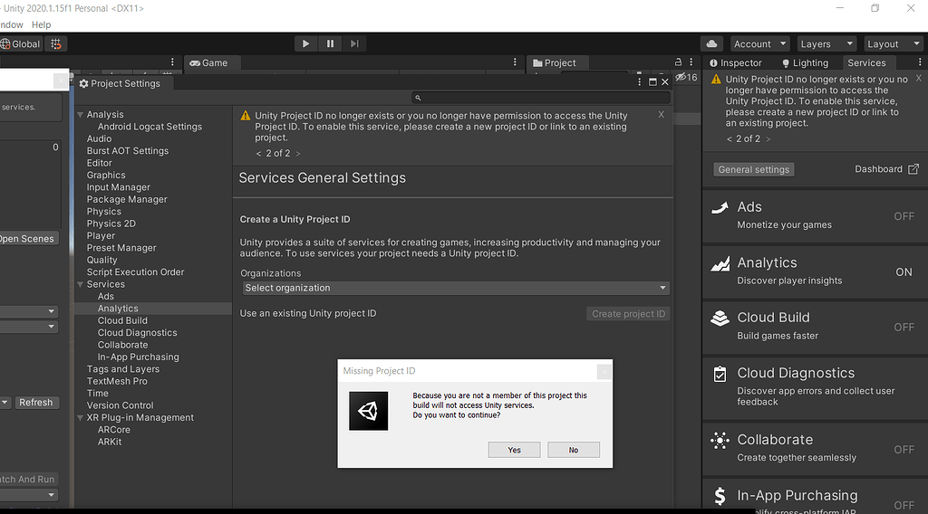 How do I turn off Unity Services in a project that I am not a member of ...