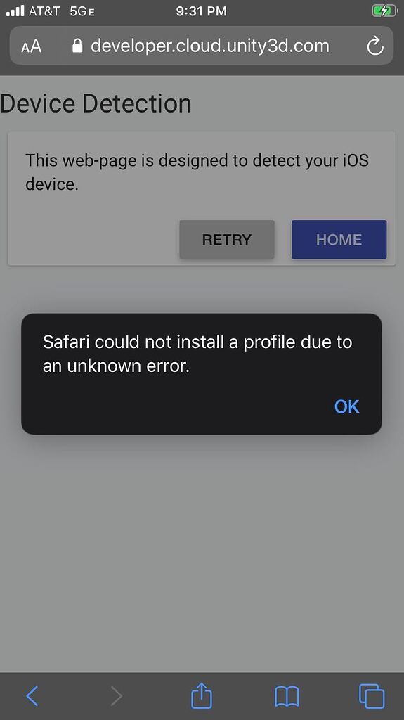 Unity Detect Device profile install fails - Unity Services - Unity Discussions