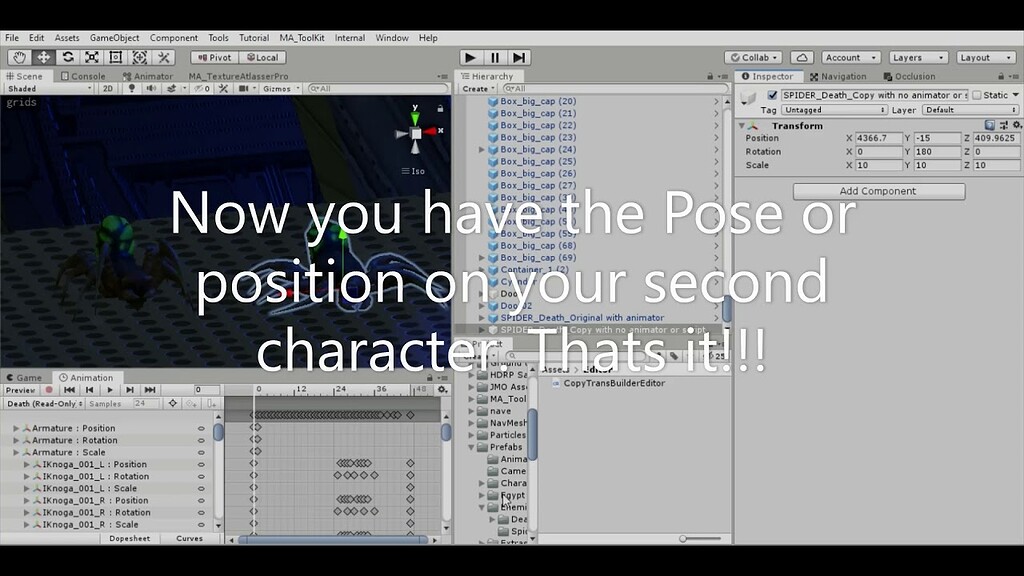 Copy character position or pose from animation keyframe clip ...