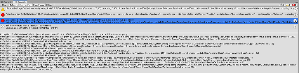Error buid with webgl - Unity Engine - Unity Discussions Error buid with webgl - Unity Engine - Unity Discussions