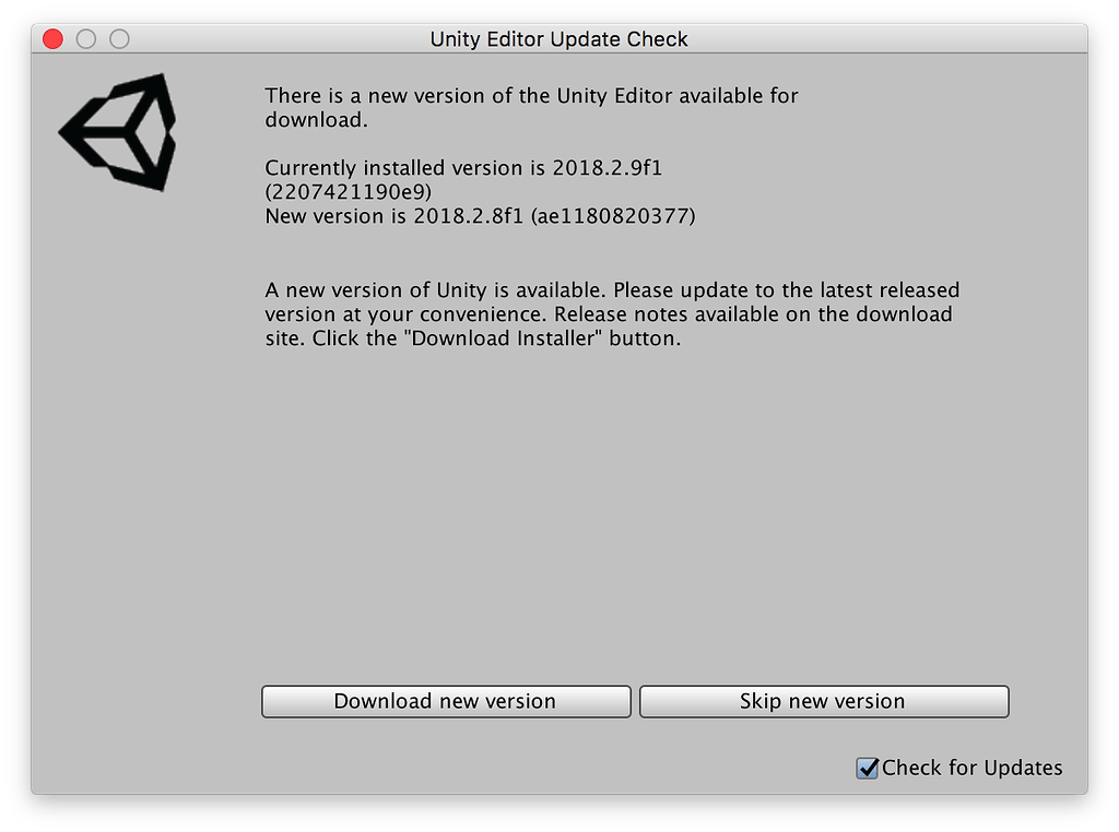 New Version Is Older Unity Engine Unity Discussions