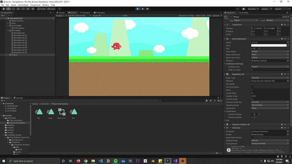 Jumping bug 2D, space bar held down and player continues Jumping ...