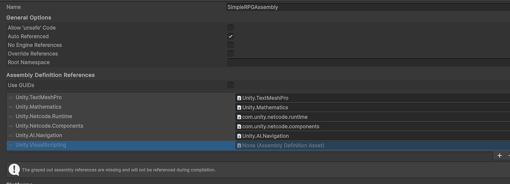 Troubles referencing Unity.VisualScripting Assembly Definition - Unity ... Troubles referencing Unity.VisualScripting Assembly Definition - Unity ...