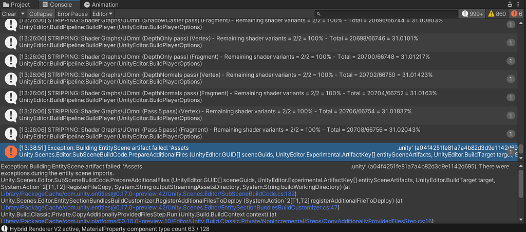 Building Entity Scene Artifact Failed Unity Engine Unity Discussions 4198