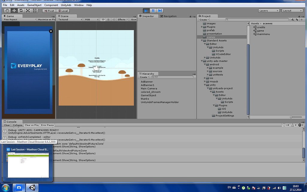 [SOLVED]unity ads- arent going to show on android device - Unity Services - Unity Discussions