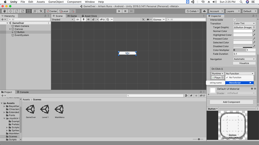 UI Button Function only showing MonoScript - Unity Engine - Unity Discussions