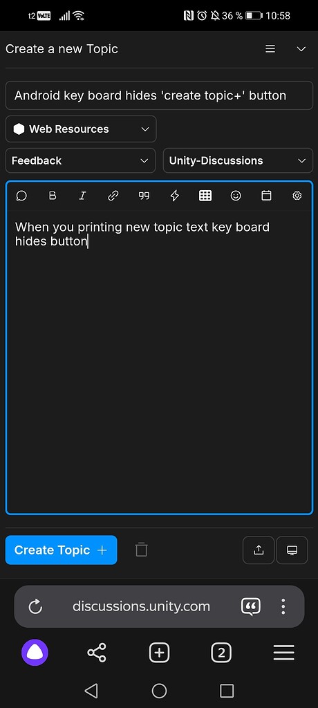 Android key board hides 'create topic+' button - Web Resources - Unity Discussions
