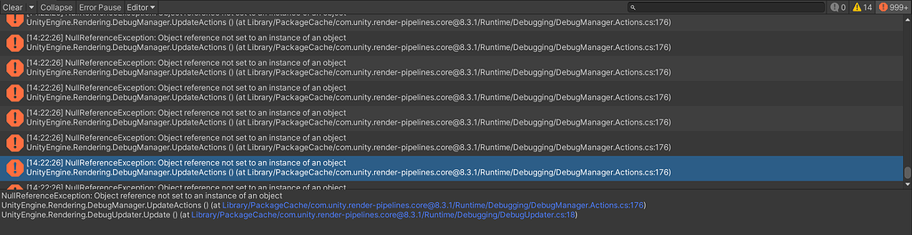 Urp 832 Spamming The Console Unity Engine Unity Discussions 