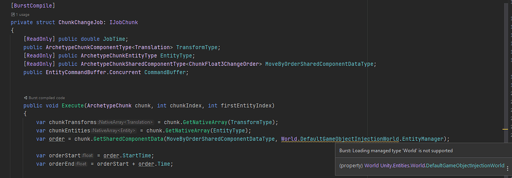 Calling entitymanager inside burstcompiled IJobChunk - Unity Engine - Unity Discussions