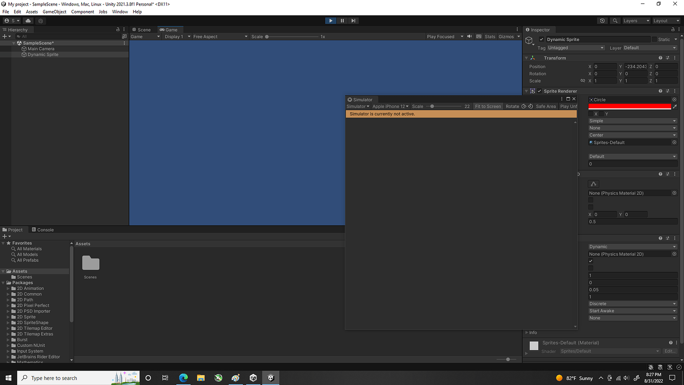 "Simulator is currently not active" - Unity Engine - Unity Discussions