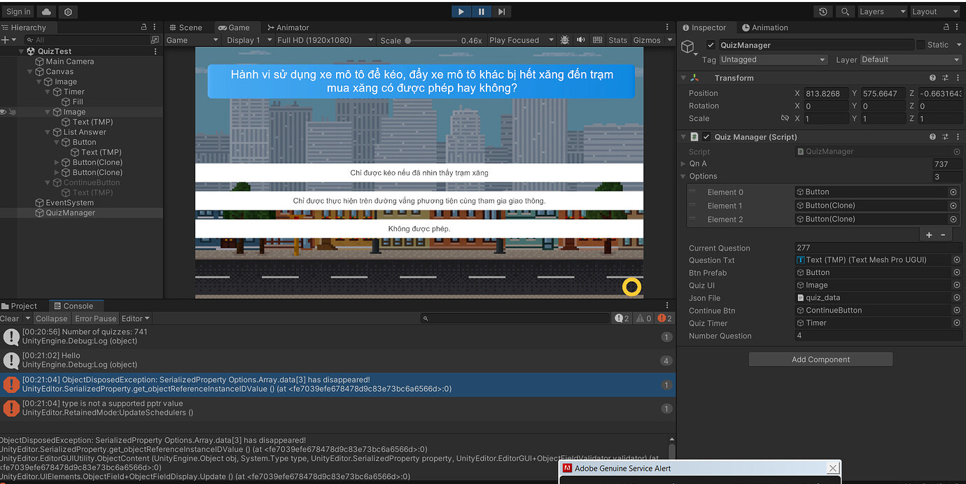 ObjectDisposedException: SerializedProperty Options.Array.data[3] has ...