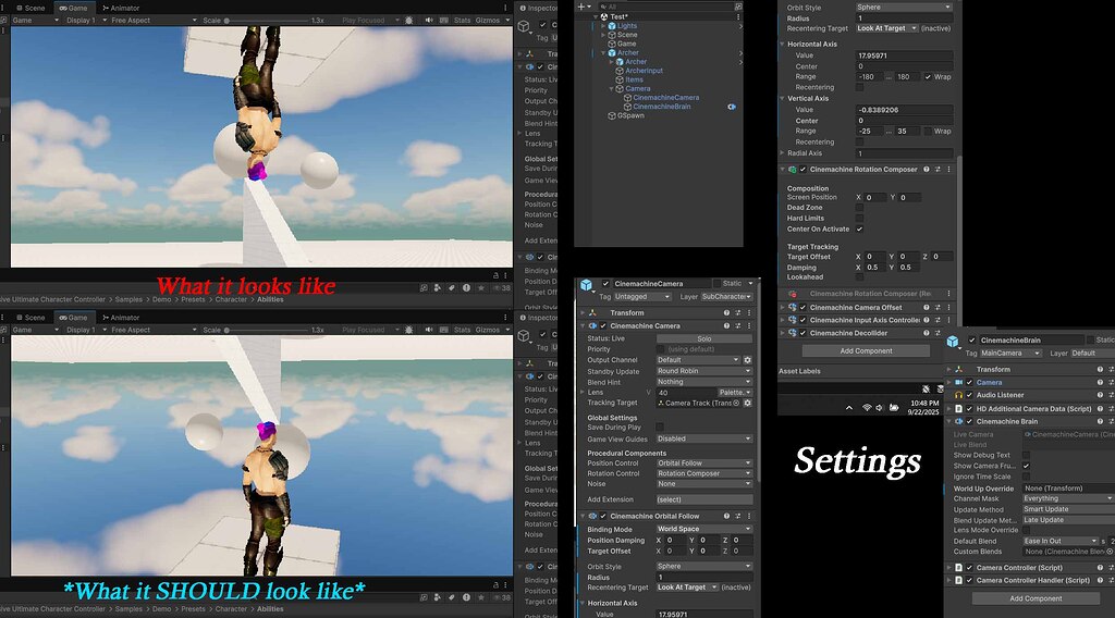 Cinemachine third person camera rotate with character around Z axis ...