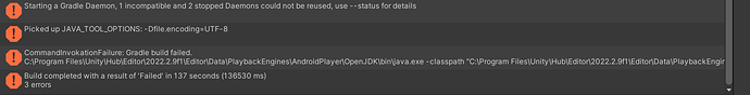 Errors When Building Android Project Unity Engine Unity Discussions