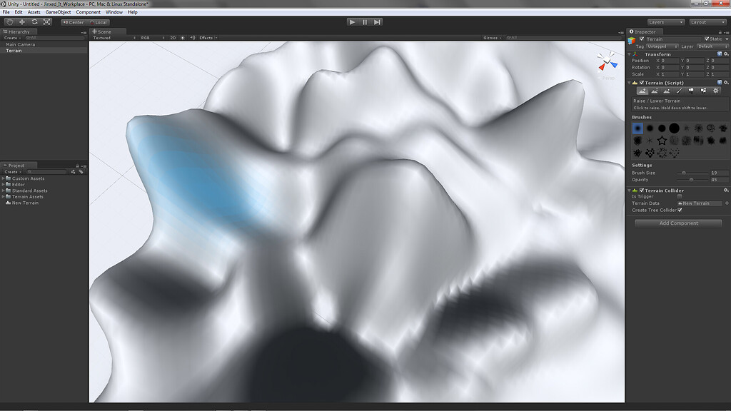 Terrain Tools all pixelated (higher/lower/paint etc.) - Unity Engine - Unity Discussions