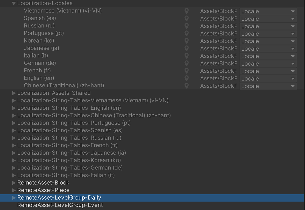 Localization mismatch with the addressable catalog when adding new locales - Unity Engine ...