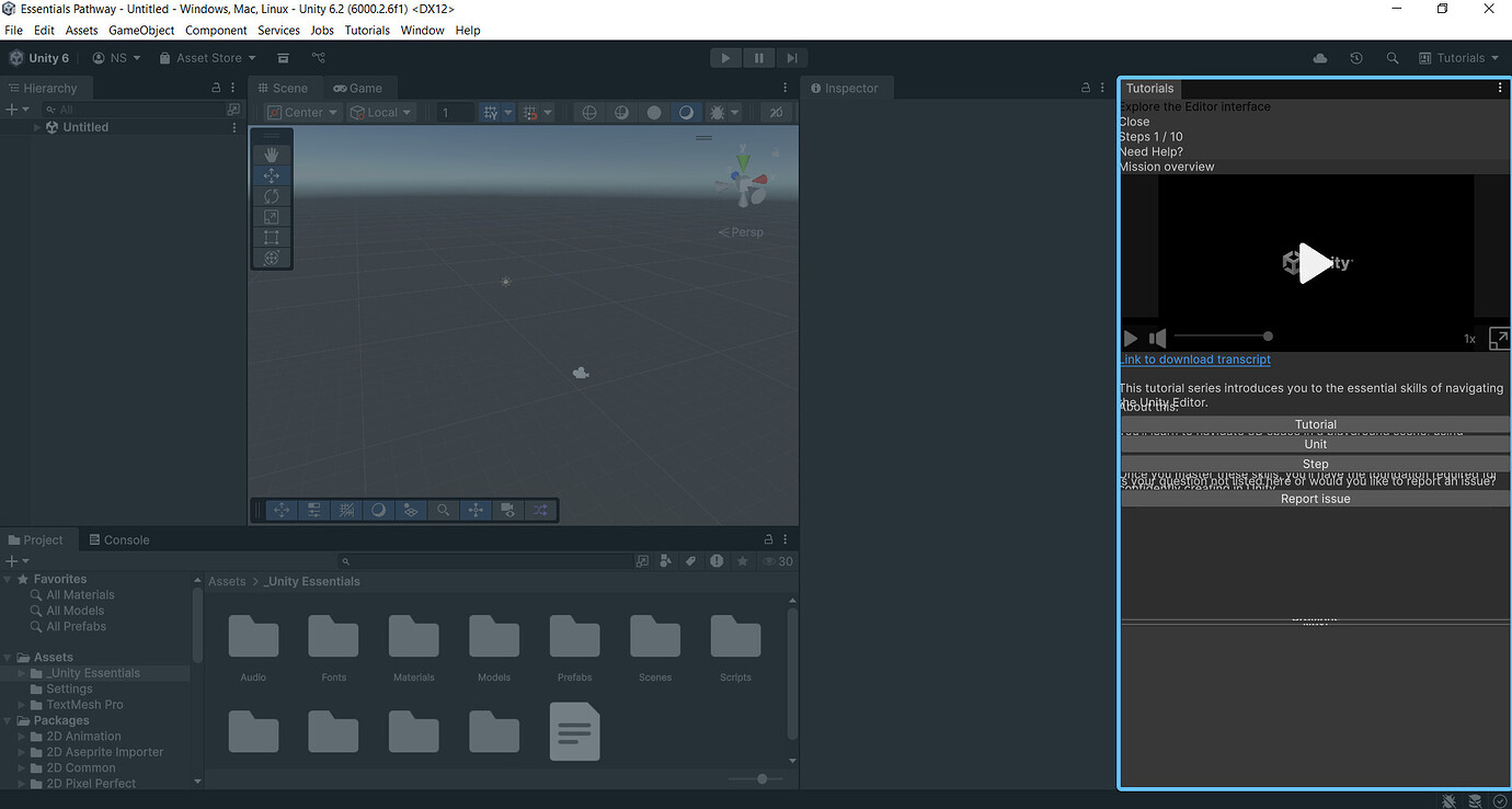 Started very first lesson in Essentials Pathway....and the tutorial in the Editor is broken ...