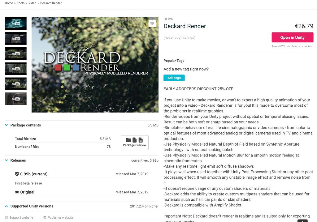 [RELEASED] Deckard Render - Cinematographic Renderer for Unity ...
