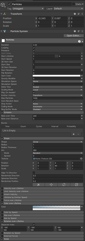 Particles become enormous if the prefab they're attached to has a ...