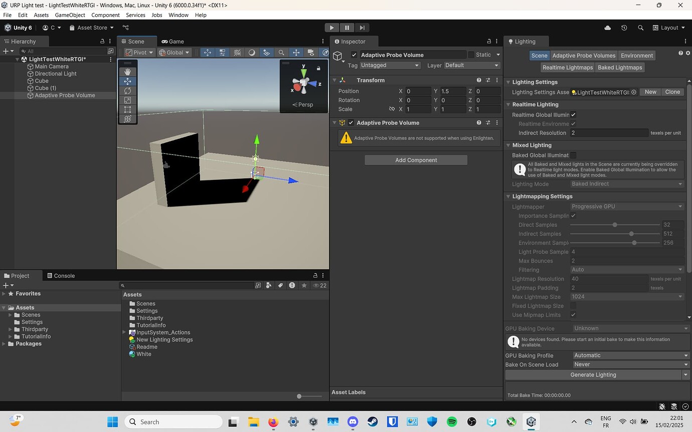 Warning "Adaptive Probe Volumes are not supported when using Enlighten" - Unity Engine - Unity ...