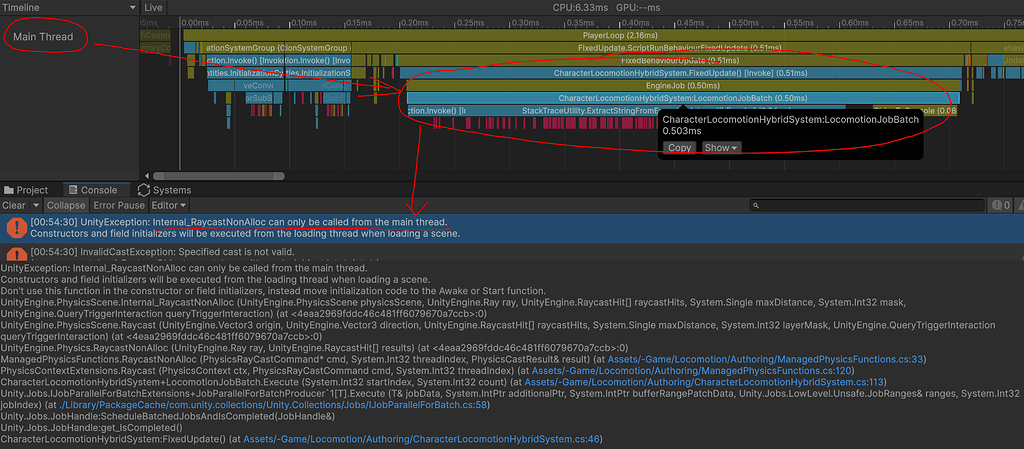 Physics cast on main thread throw Internal_RaycastNonAlloc can only be called from the main ...
