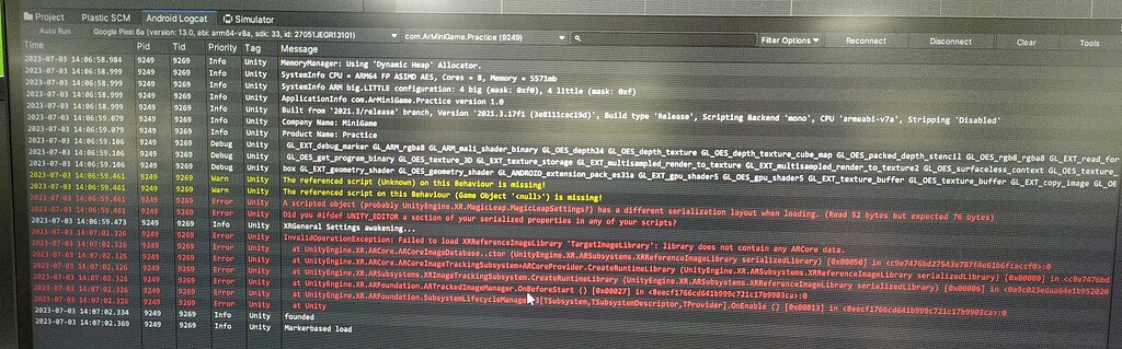 Failed to load XRReferenceImage library:library does not contain ar core data - Unity Engine ...