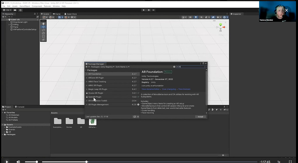 Cannot reproduce Dec 21 step of 0:20:10 (XR Interaction Toolkit not in Unity Rgstry) See ...