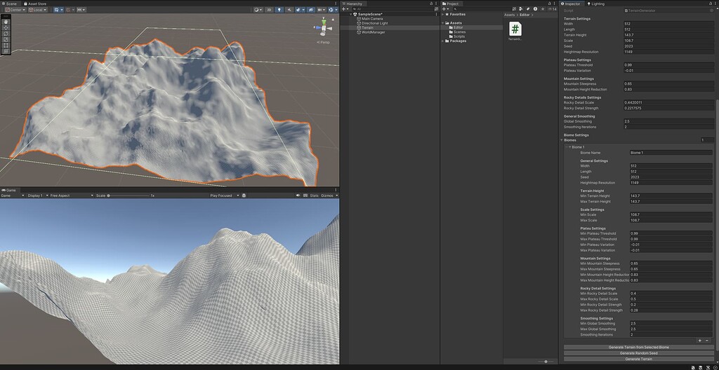 How to generate and seamlessly connect multiple terrains with different biomes in Unity? - Unity ...