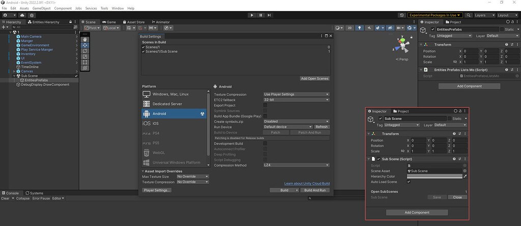 Why the SubScene not Baking in the Android build ? - Unity Engine - Unity Discussions