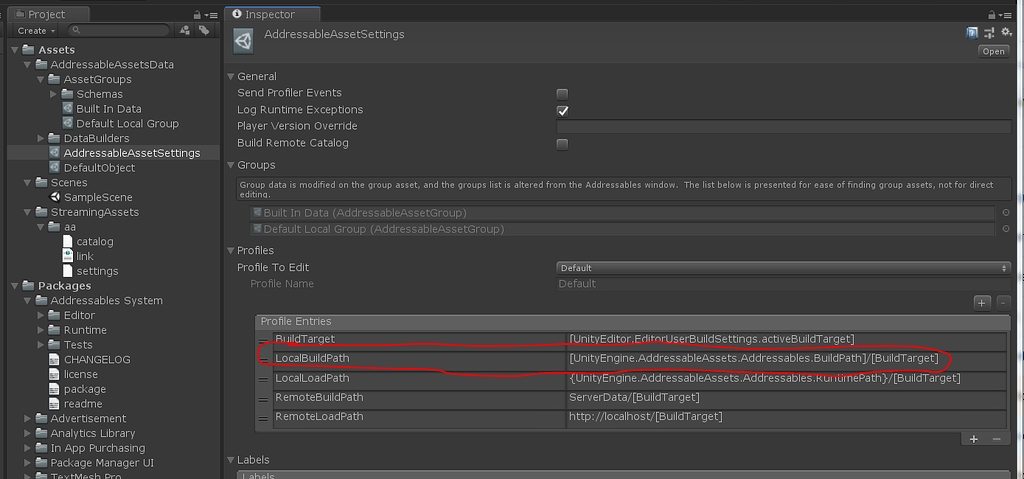 Build Path Has "aa" In It Even After Using [unityengine.addressableassets.addressables.buildpath ...