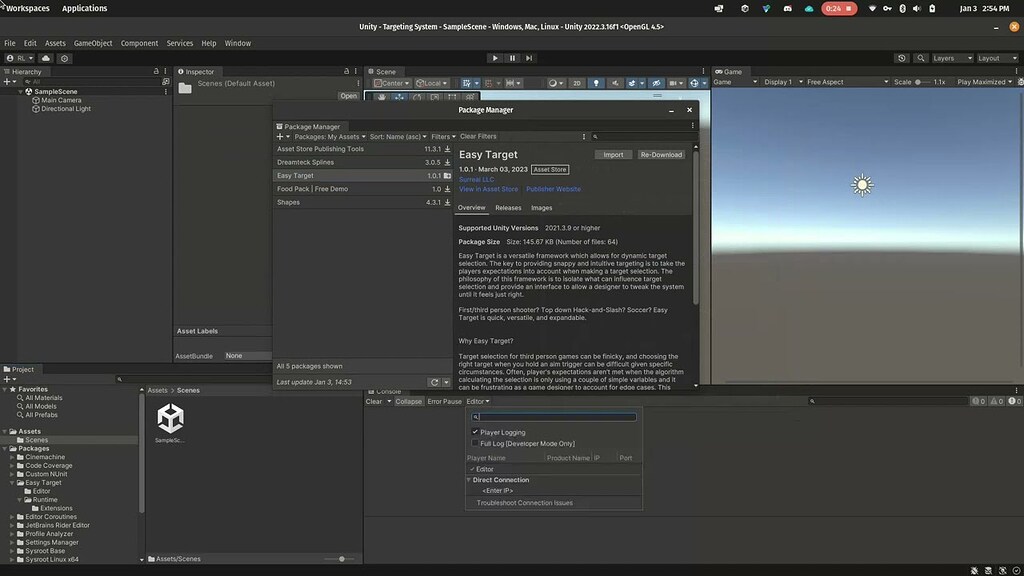 Package manager won't import Sample when using Linux. - Unity Engine - Unity Discussions