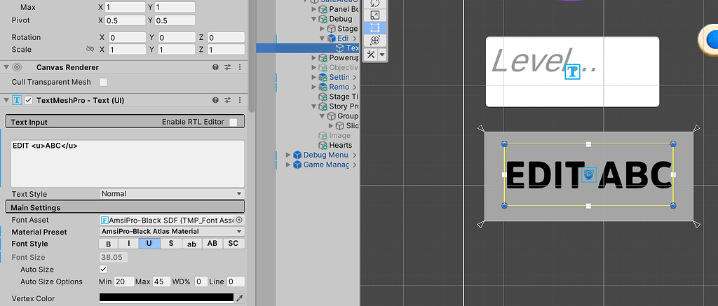 Underline not working in one project but work in another project (TextMesh Pro) - Unity Engine ...