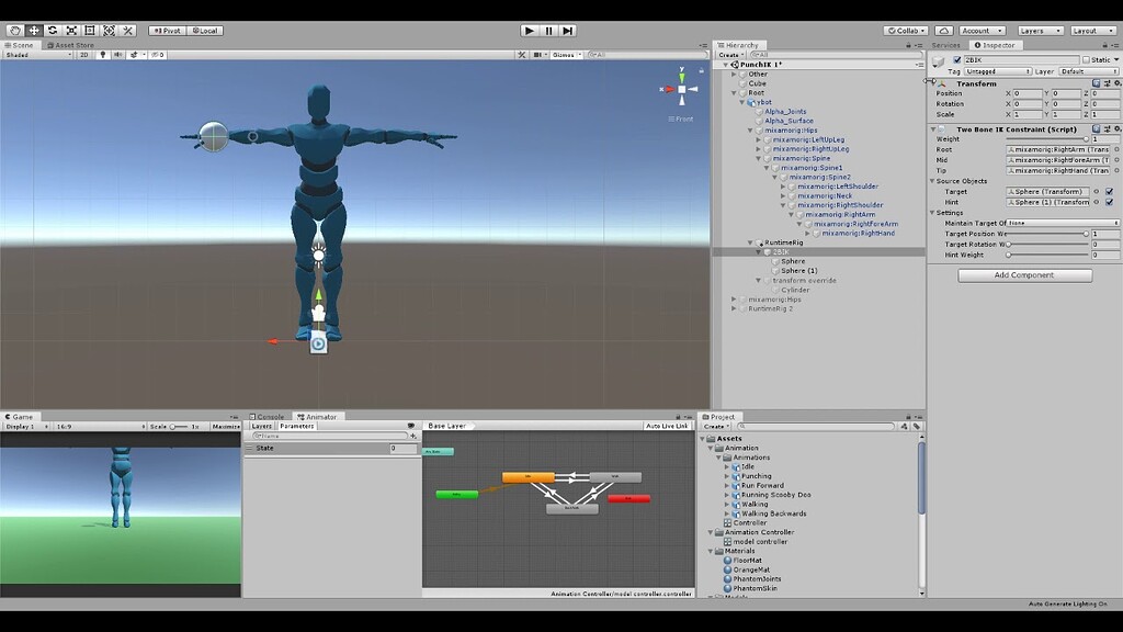Using ik costraint seems to offset the 3d model i'm working with ...