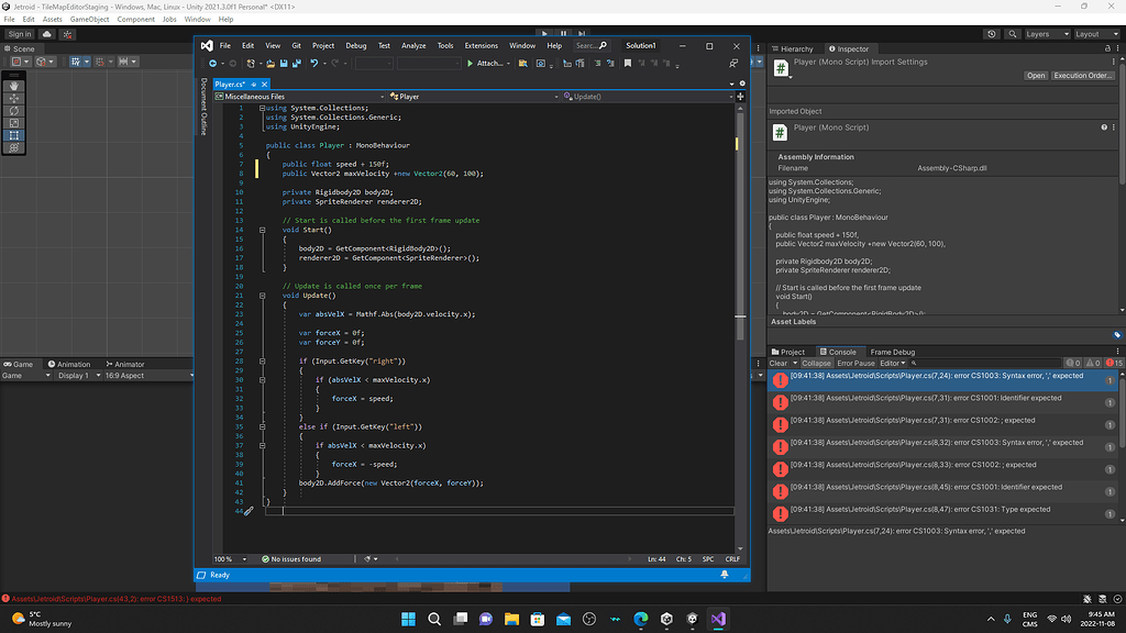 C# Errors in Visual Studio that I don't understand - Unity Engine - Unity Discussions