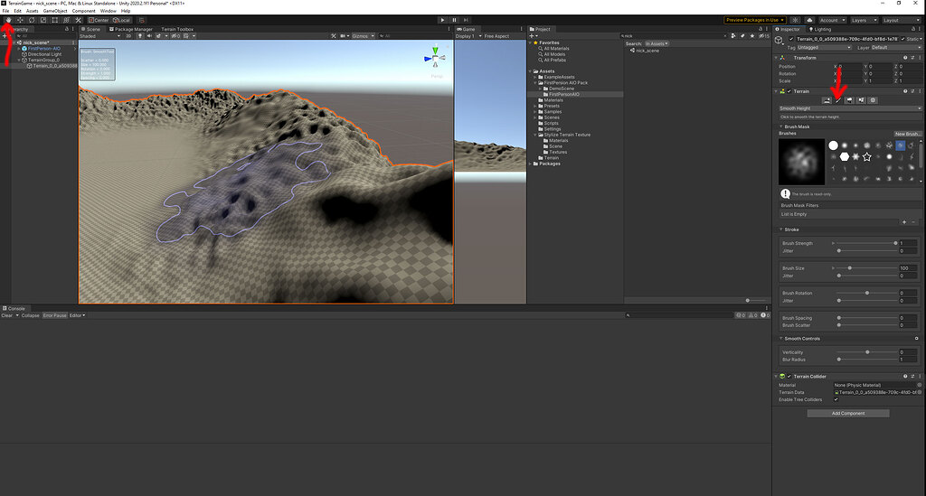 swap from Move tool (hand tool) while sculpting terrain - Unity Engine ...