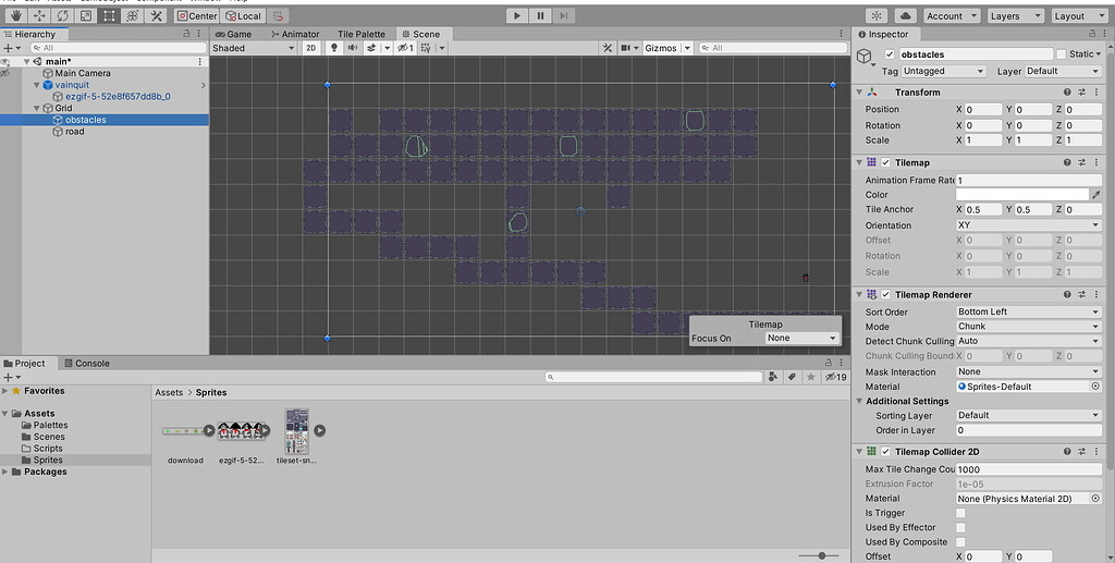 Why the lower tilemap layout cover the higher one and the higher one just display its outline ...