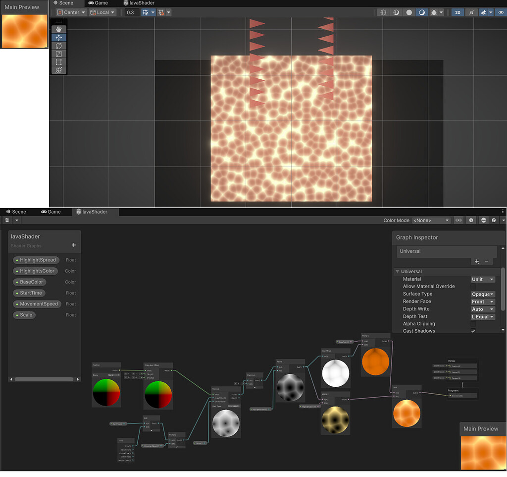 Shader Graph preview and Game View look different (Lava shader too dull in-game) - Unity Engine ...