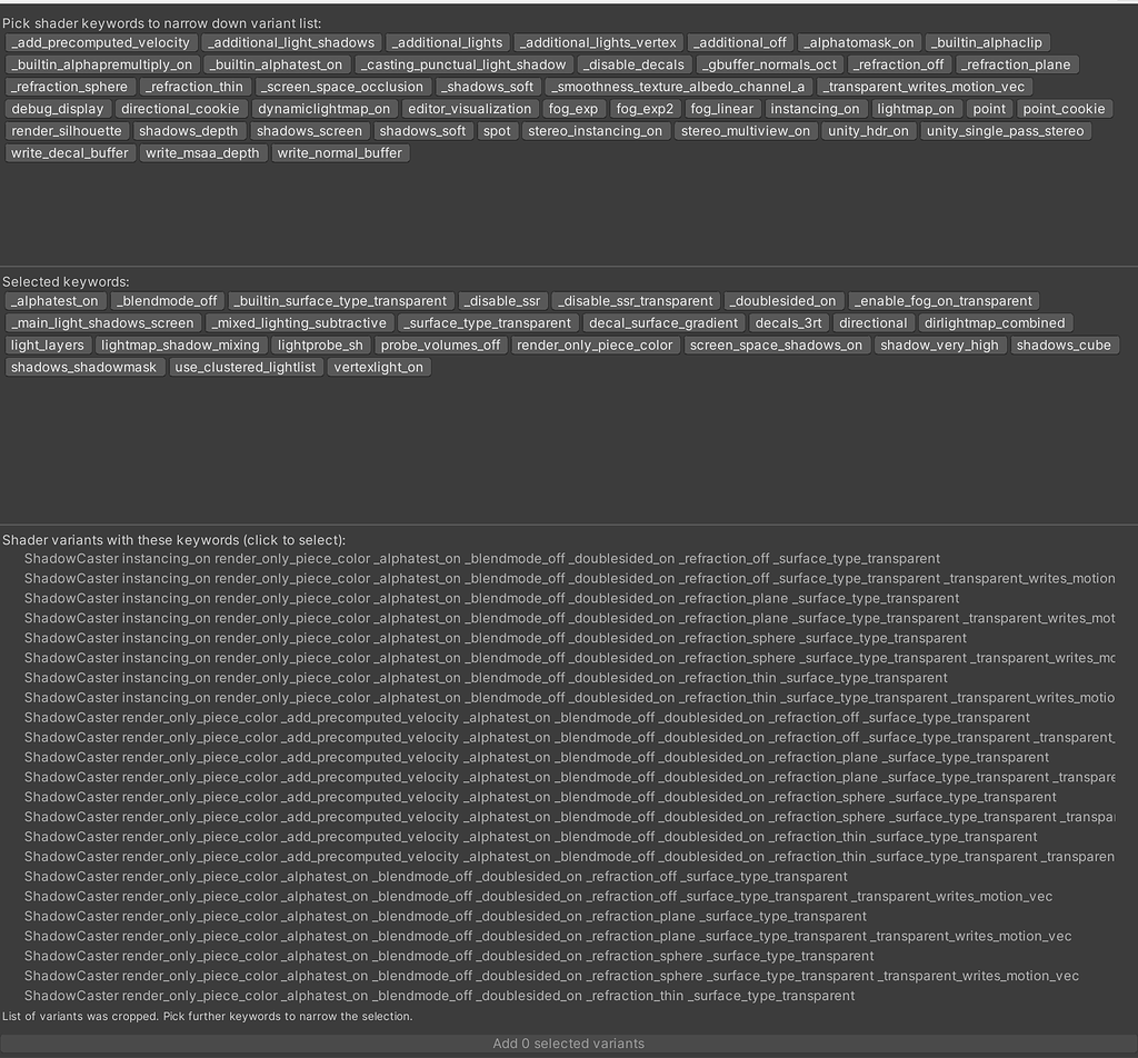 Shader variants collection - how can I restric list - Unity Engine ... Shader variants collection - how can I restric list - Unity Engine ...