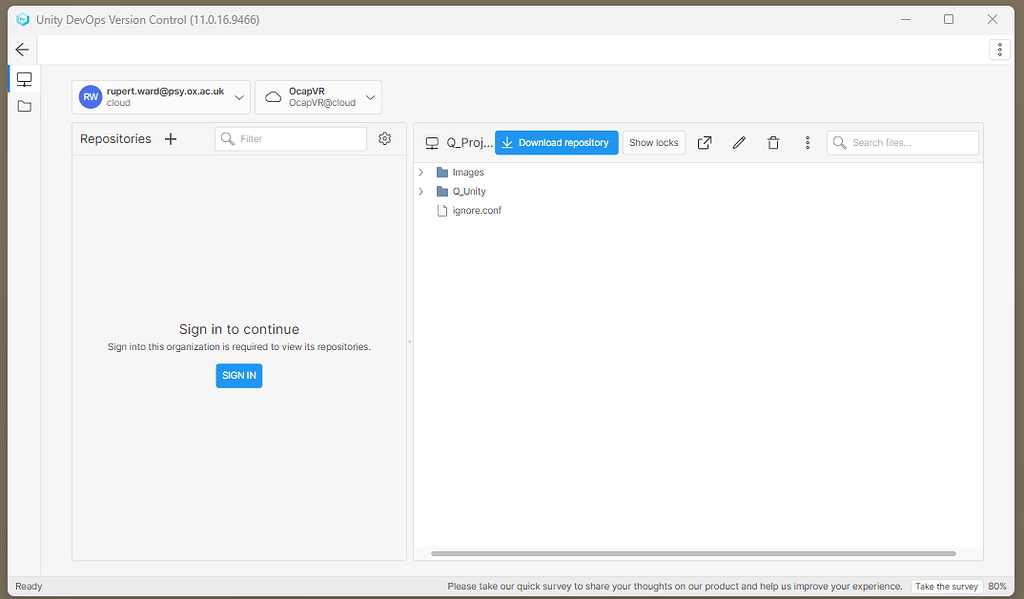 Problem signing in to cloud when switching accounts in DevOps Version Control - Unity Services ...