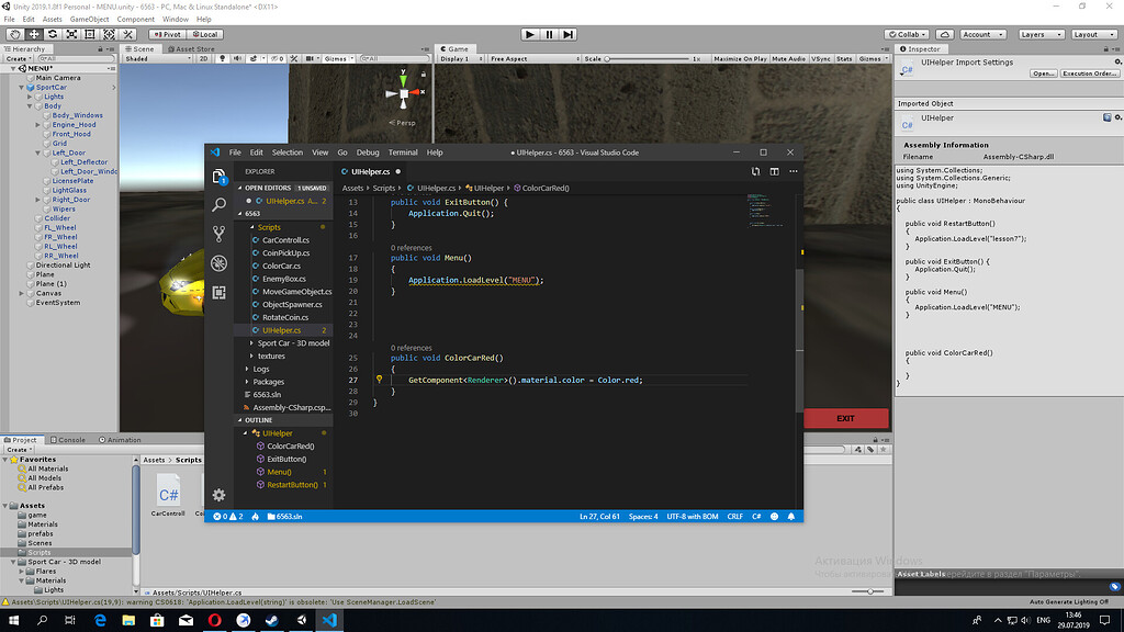 How can I change the color of the material in Unity through the script ...